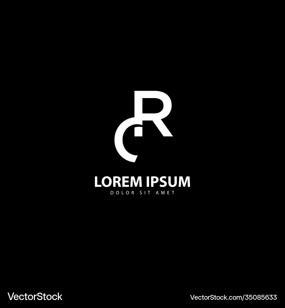 Letter r logo design with white colors Royalty Free Vector