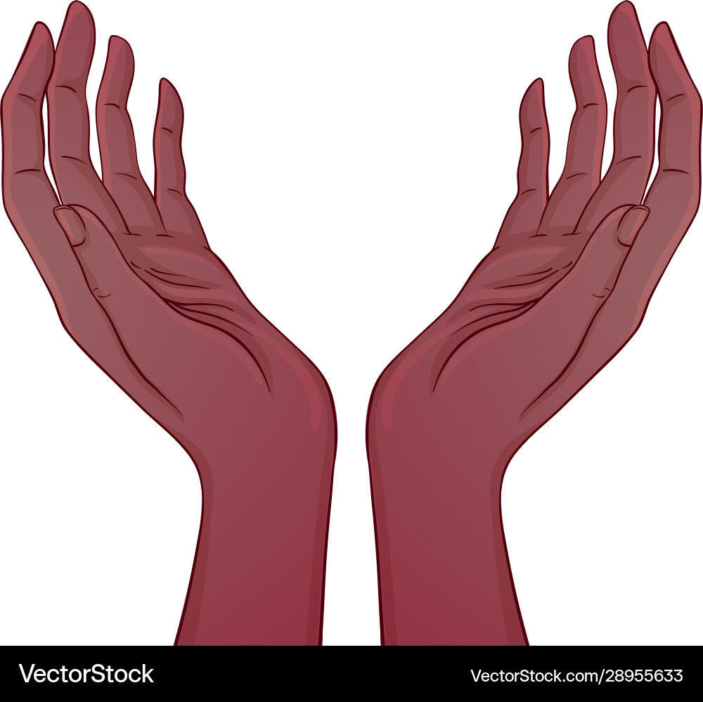 Open african american hands occult design Vector Image
