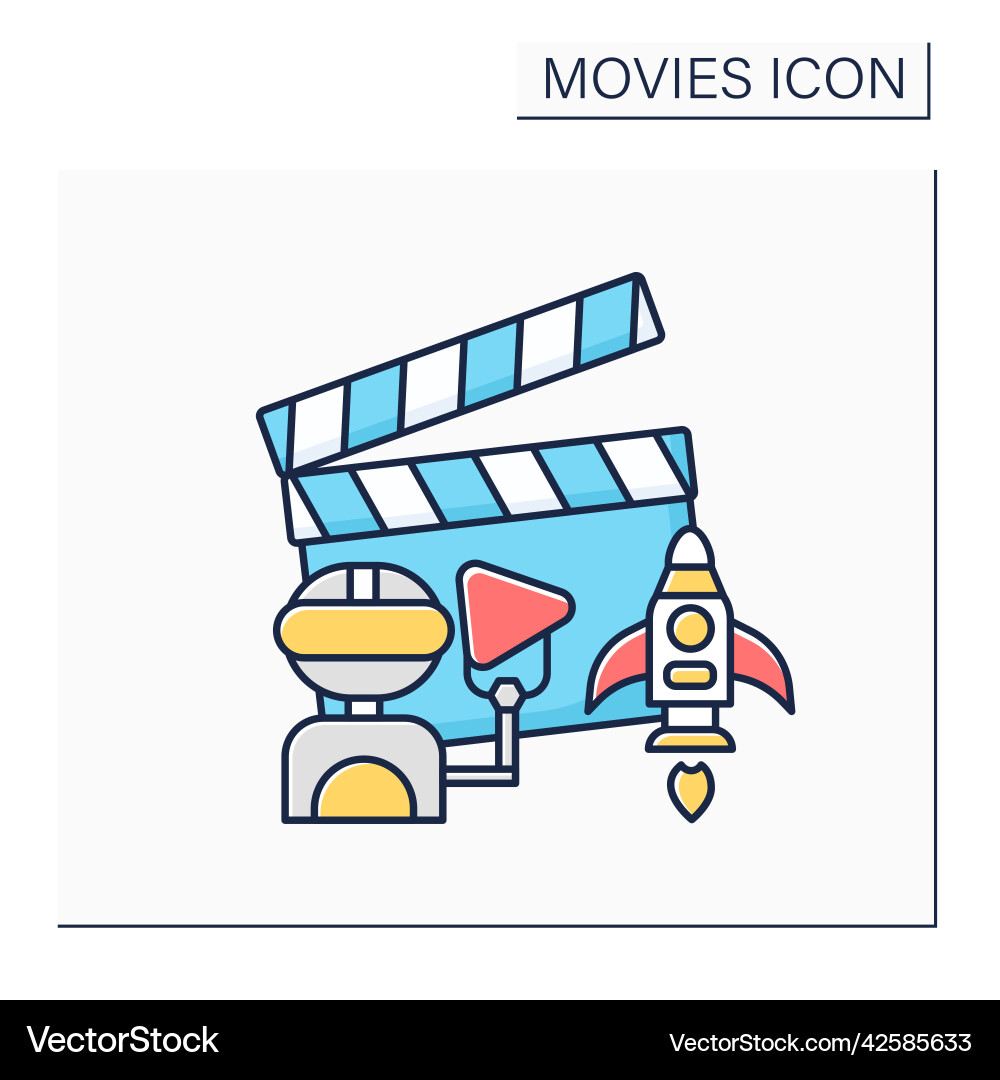 Sci-fi movie color icon Royalty Free Vector Image