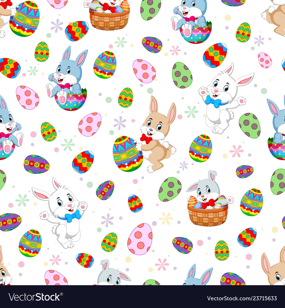Seamless pattern easter bunnies Royalty Free Vector Image