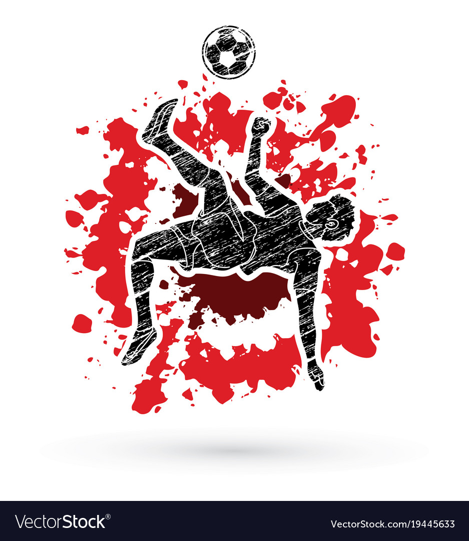 Soccer player somersault kick overhead Royalty Free Vector