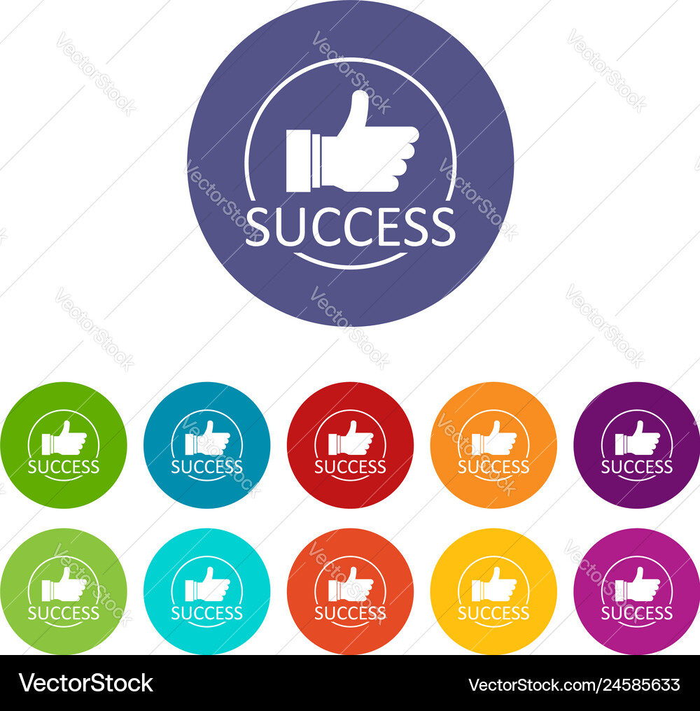 Thumbs up icons set color Royalty Free Vector Image