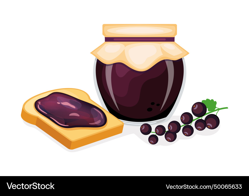 Toasted bread with black currant jam icon Vector Image