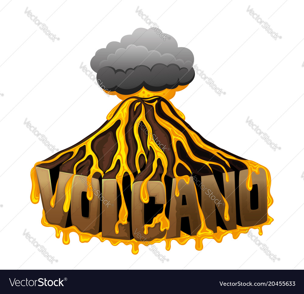 Volcano with a cloud Royalty Free Vector Image