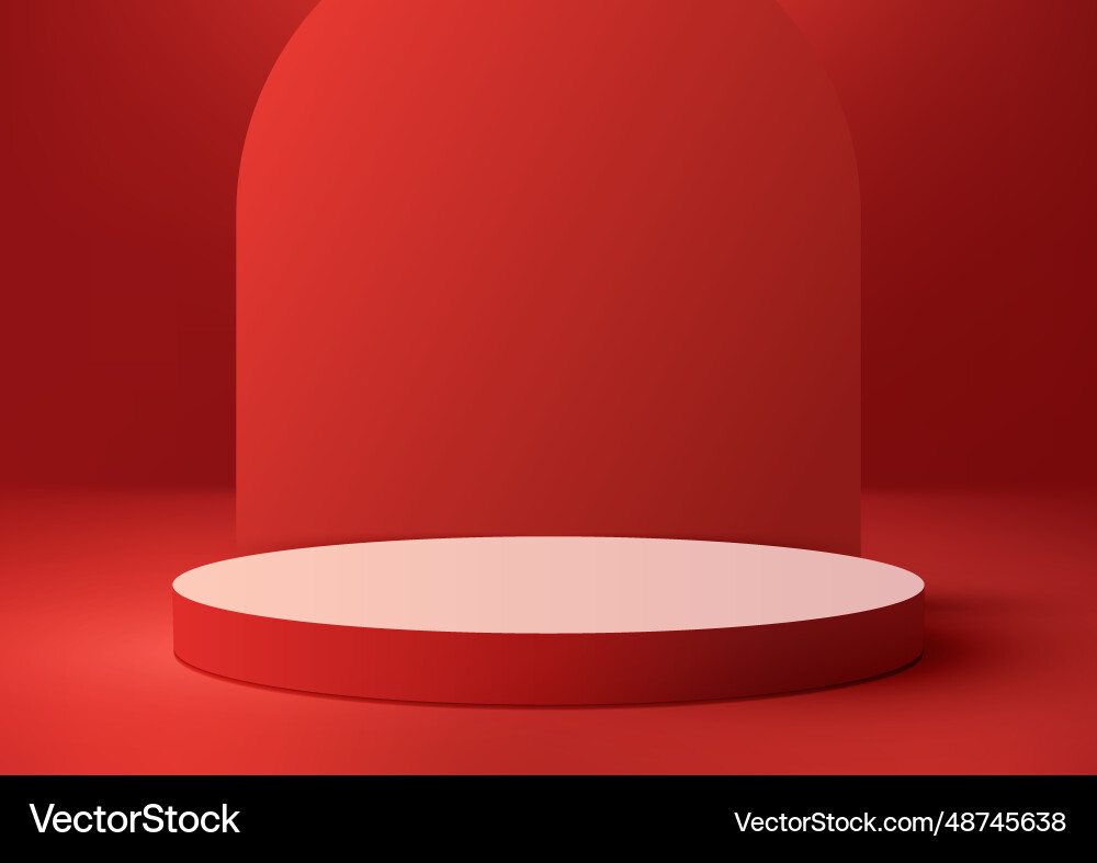 3d realistic red podium product display mockup Vector Image