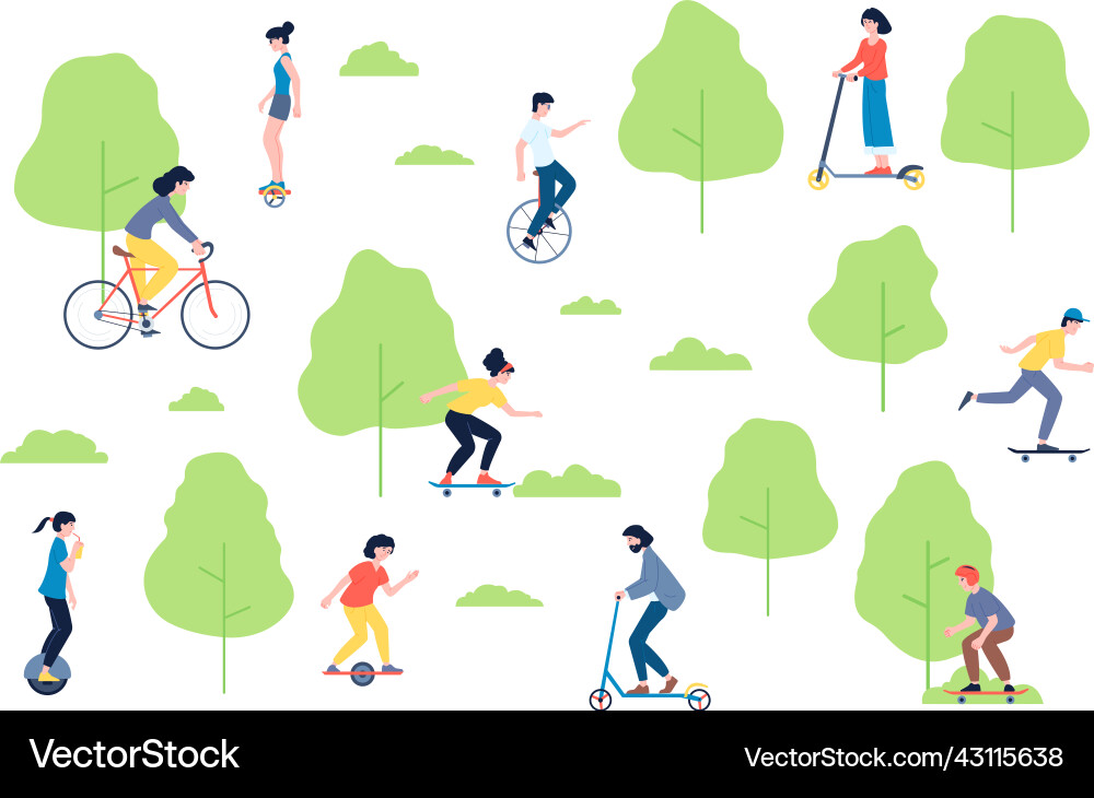 Active people in park spring activities person Vector Image