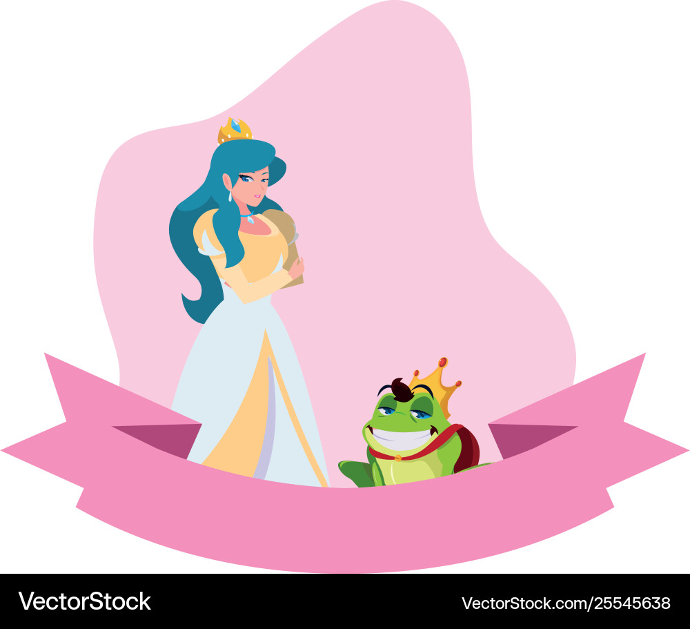 Beautiful princess and toad prince tales Vector Image