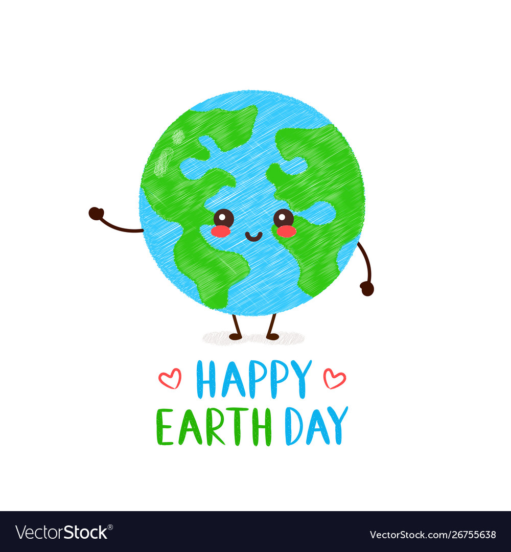 Cute happy smiling kawaii earth planet Royalty Free Vector