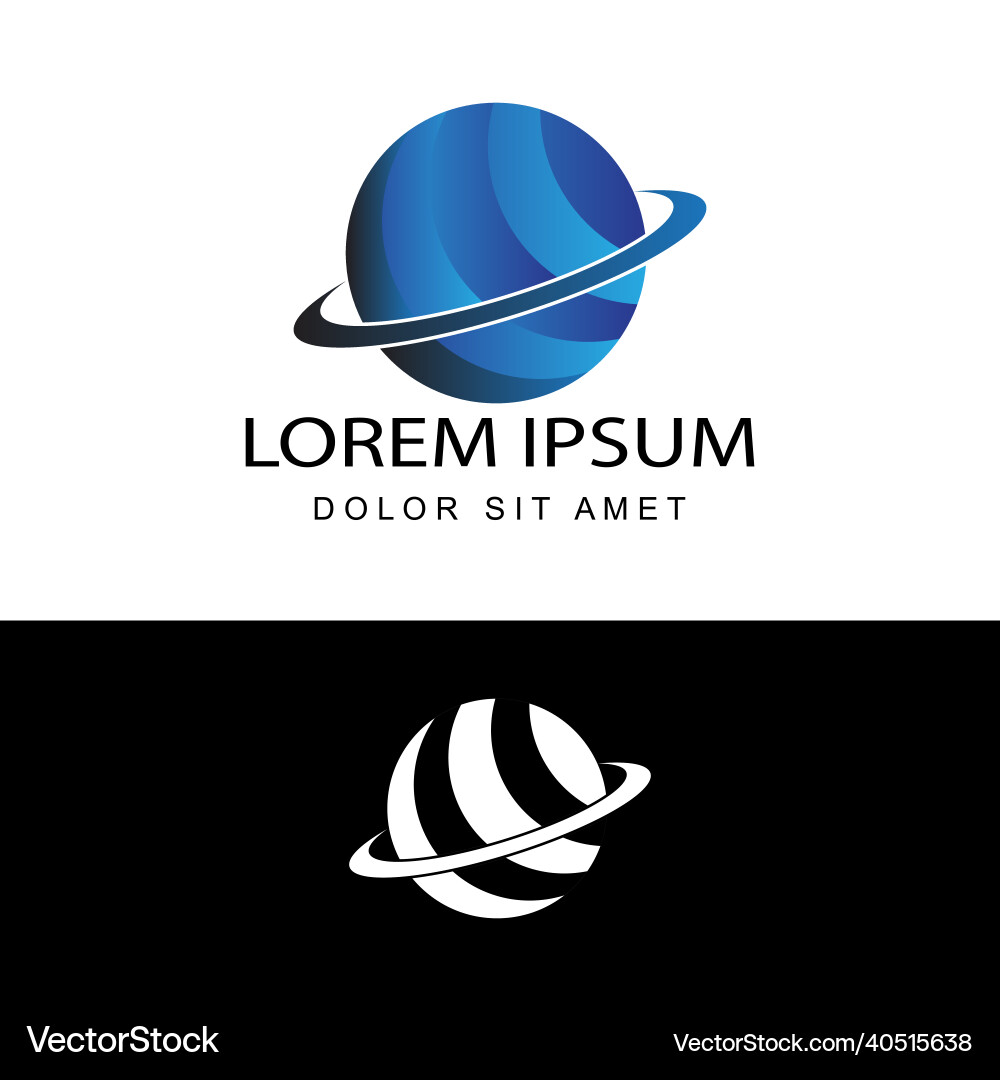 Global planet logo template design with swoosh Vector Image