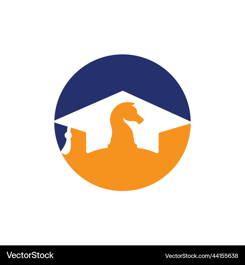 Graduation chess knight logo design Royalty Free Vector