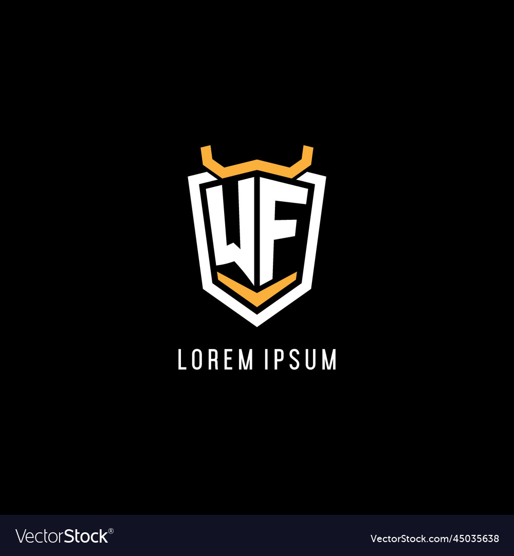 Initial wf geometric shield esport logo monogram Vector Image