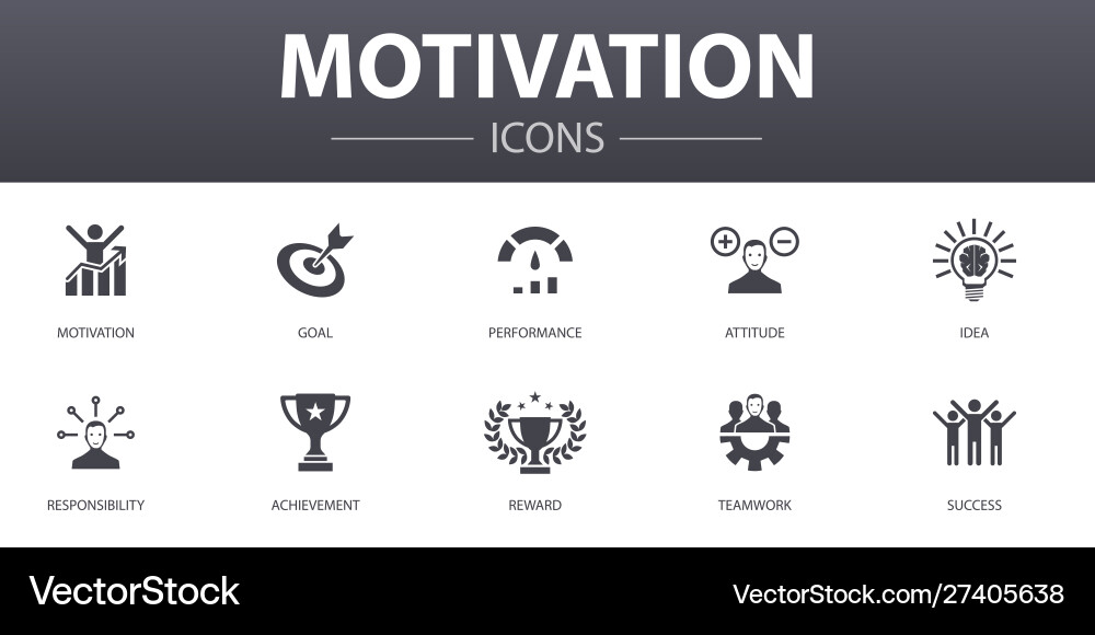 Motivation simple concept icons set contains Vector Image
