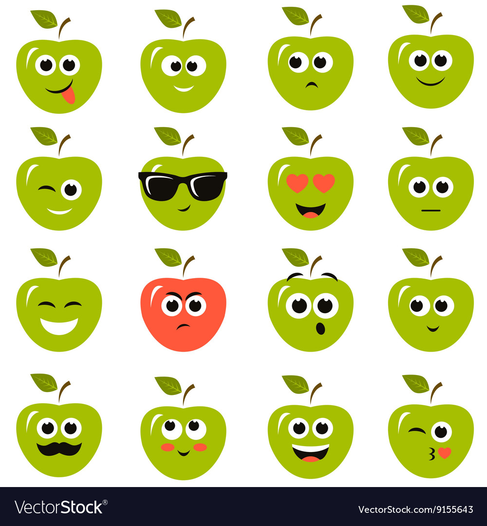 Apple smiley faces Royalty Free Vector Image - VectorStock