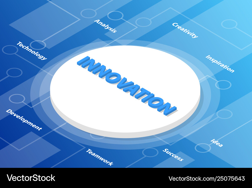 Business innovation words isometric 3d word text Vector Image