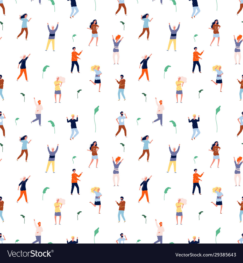 Dancing people seamless pattern tiny persons Vector Image
