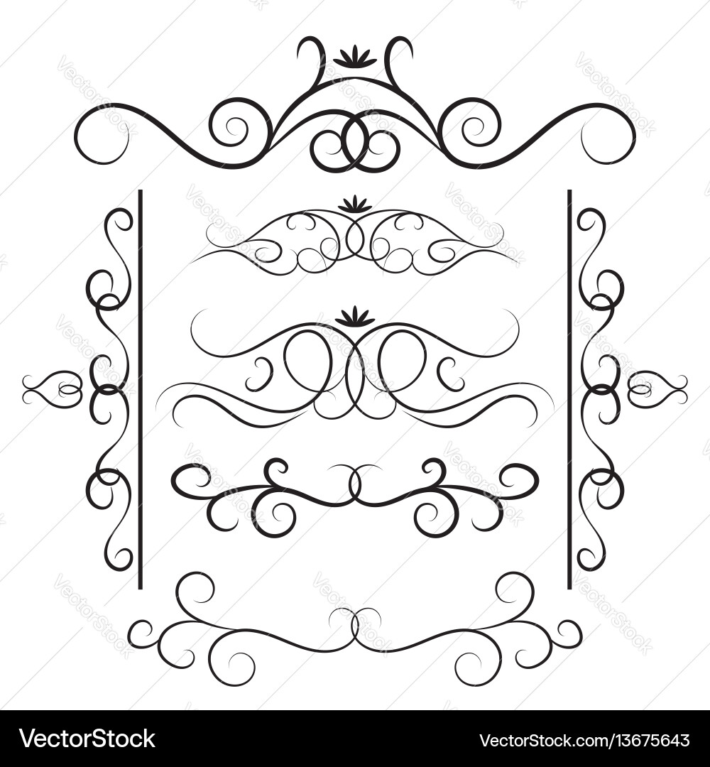 Decorative curls and swirls set Royalty Free Vector Image