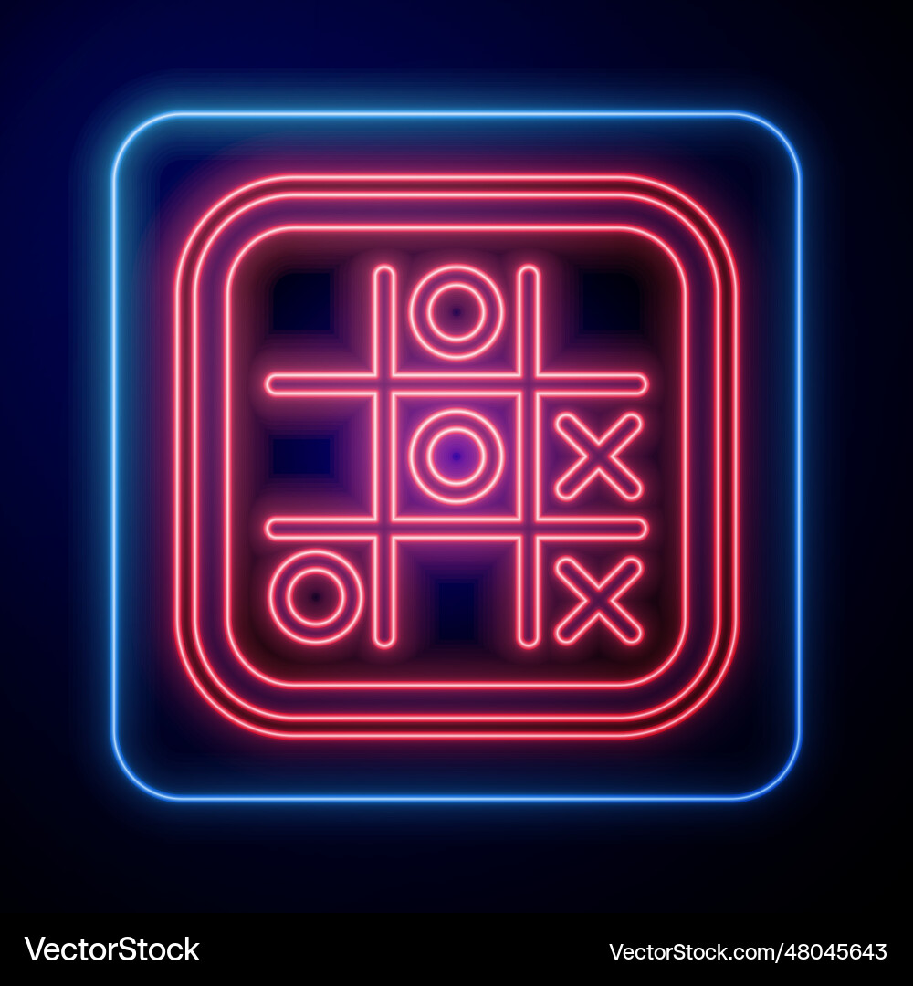 Glowing neon tic tac toe game icon isolated on Vector Image