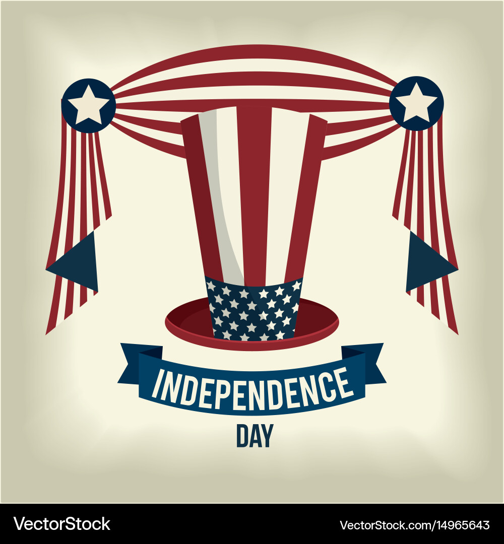 Independence day with hat and ribbon design Vector Image