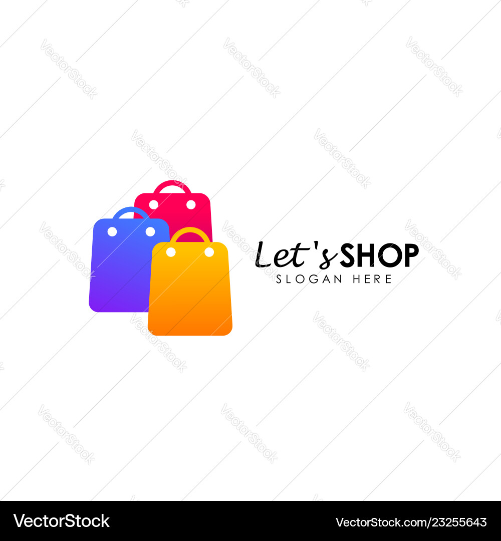 Lets shopping logo design template shopping icon Vector Image