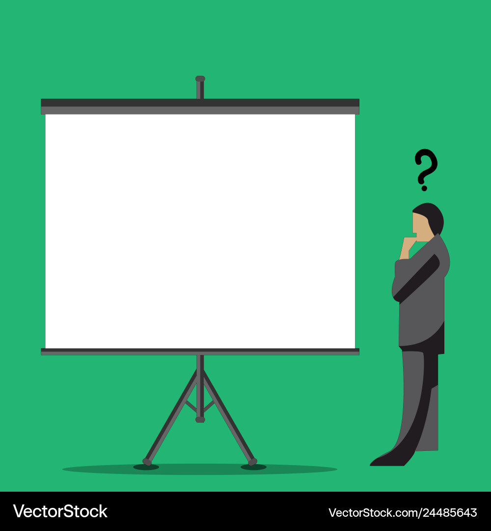 Man in suit standing with question mark above his Vector Image