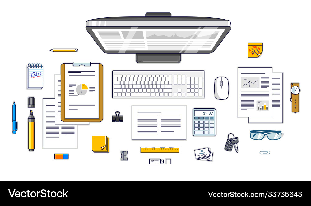 Office employee or entrepreneur work desk Vector Image