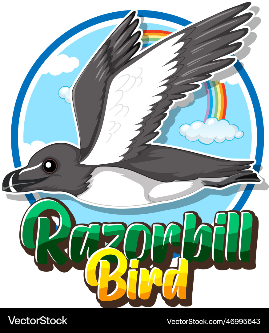 Razorbill bird logo with carton character Vector Image