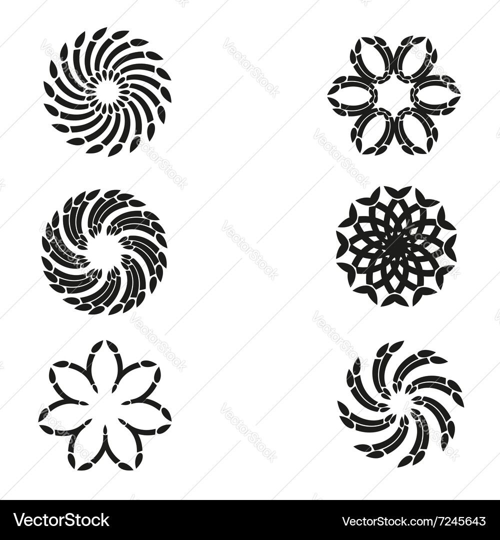 Set of elements for design-spiral flowers Vector Image