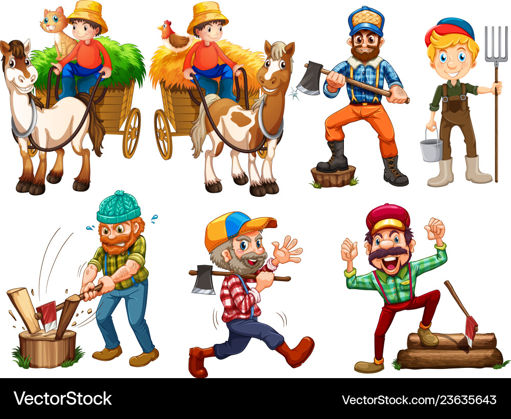 Set of farmer character Royalty Free Vector Image
