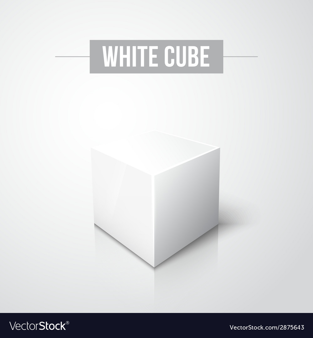 White cube on background with reflection Vector Image