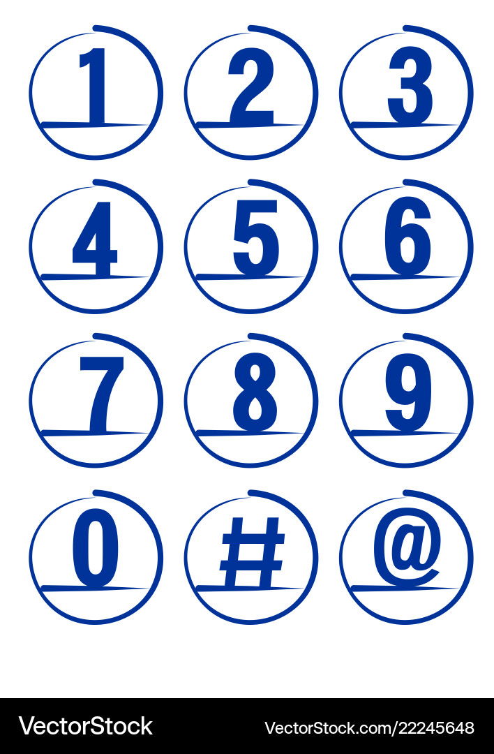 Blue grunge brush strokes numbers set Royalty Free Vector