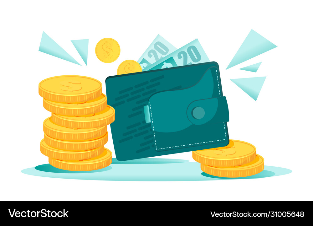 Bundles money falling to wallet Royalty Free Vector Image