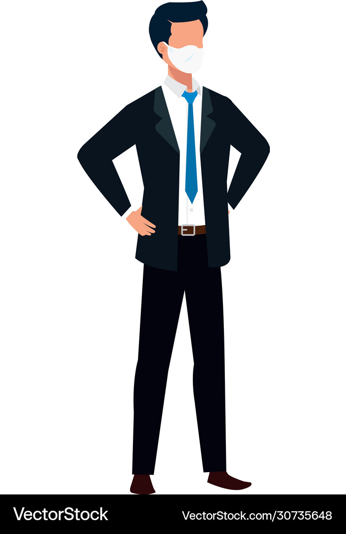 Businessman using face mask isolated icon Vector Image