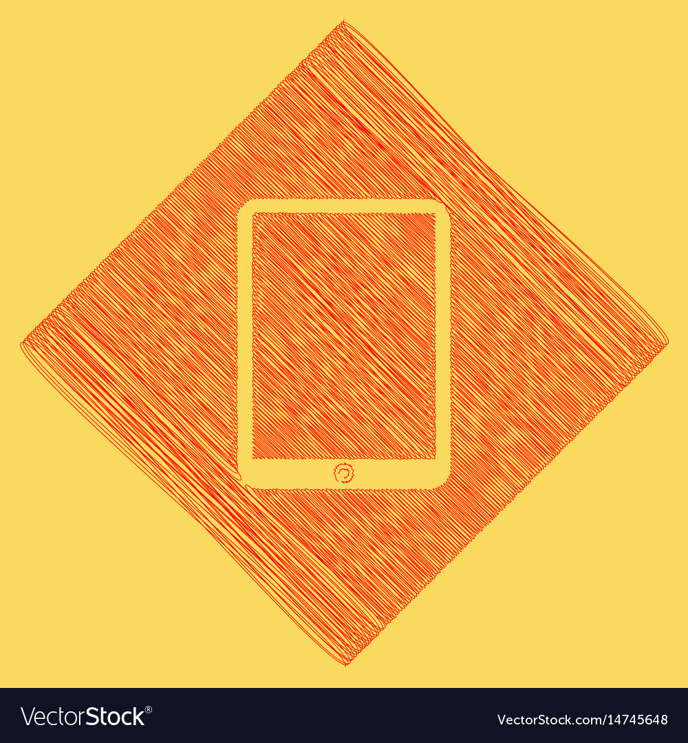 Computer tablet sign red scribble icon Royalty Free Vector