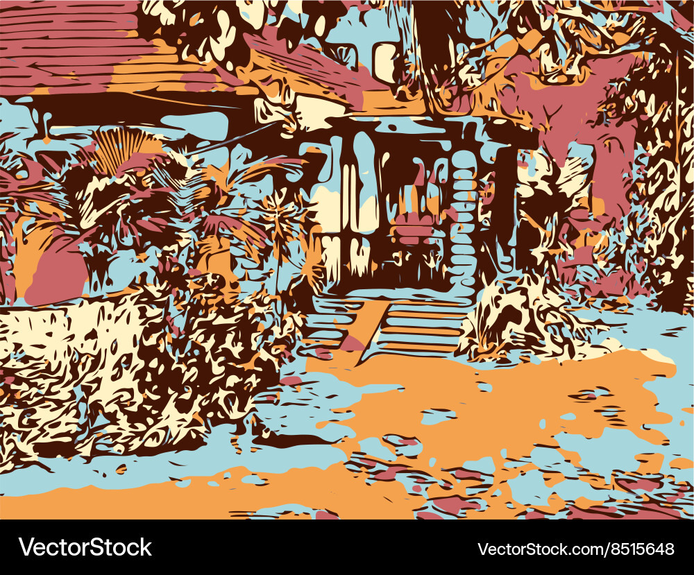 Indian landscape digital graphic artwork in goa Vector Image
