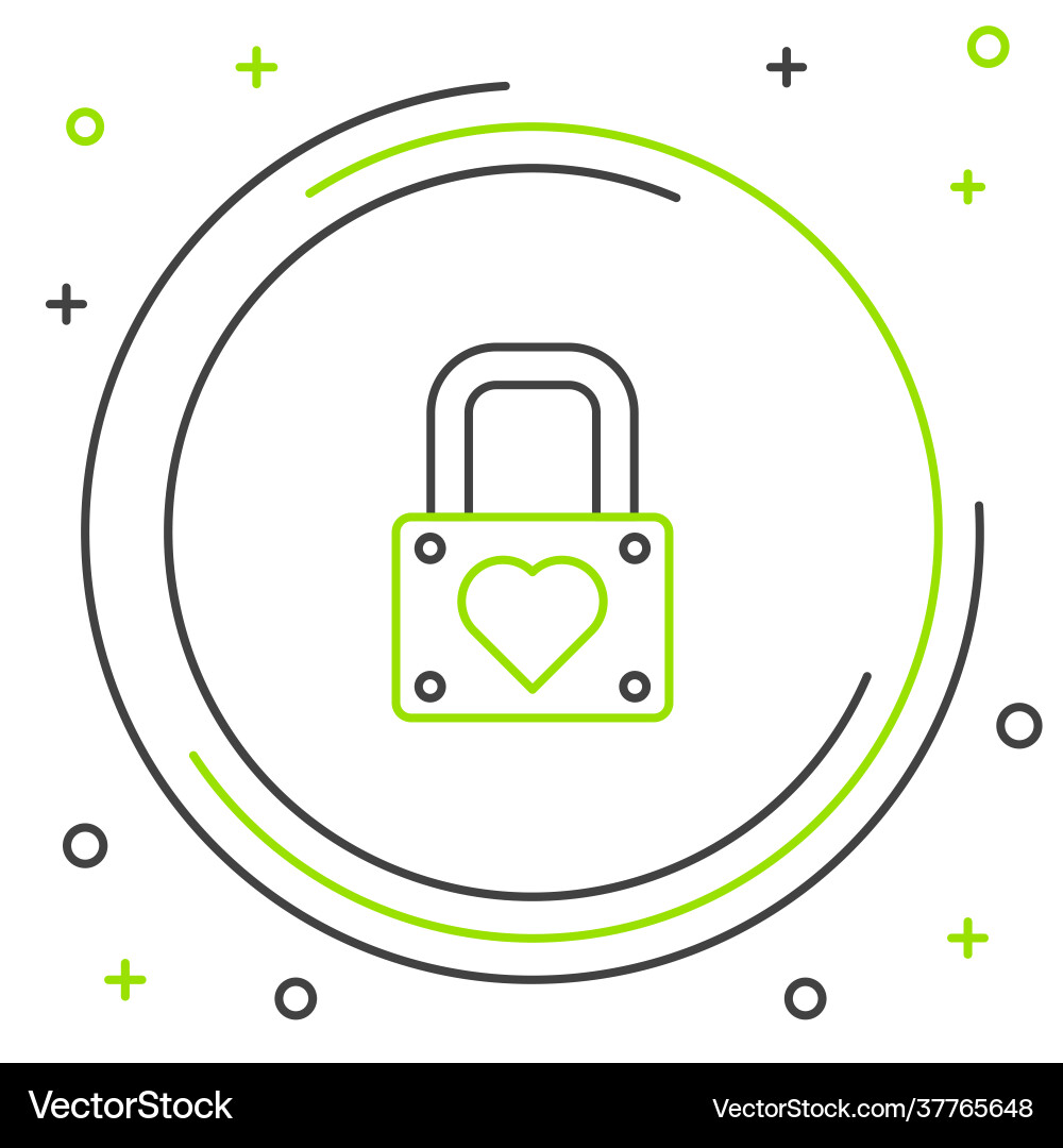 Line lock and heart icon isolated on white Vector Image