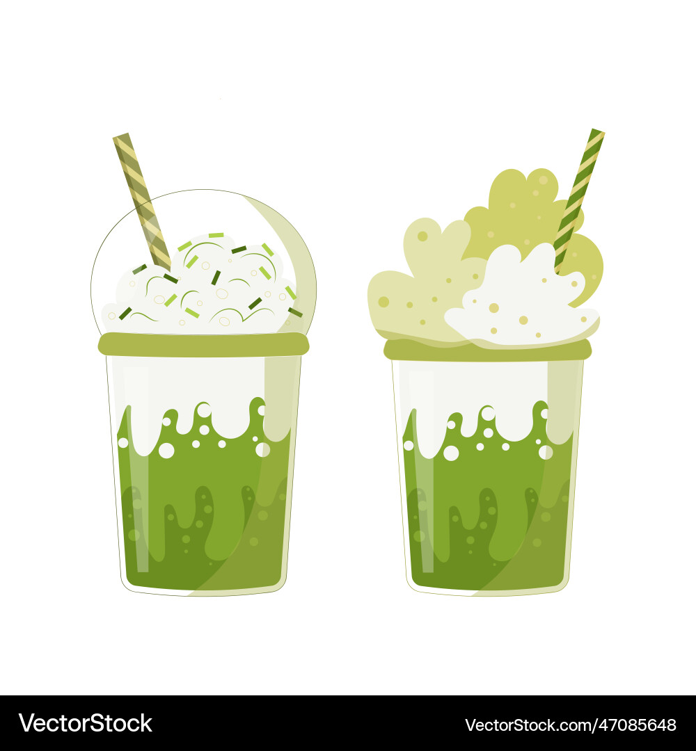 Matcha latte green tea cartoon isolated Royalty Free Vector