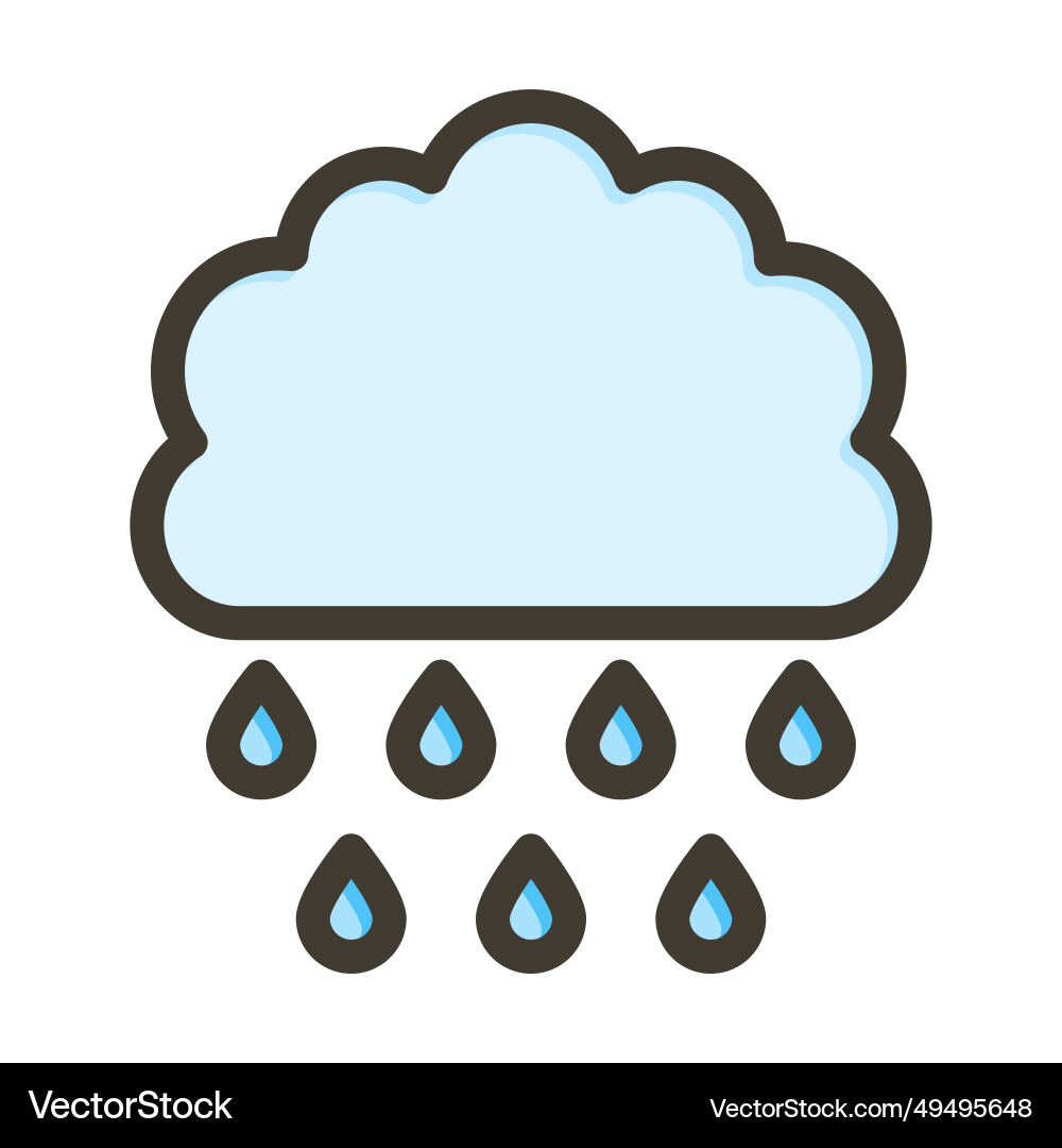 Rain thick line filled colors icon for personal Vector Image