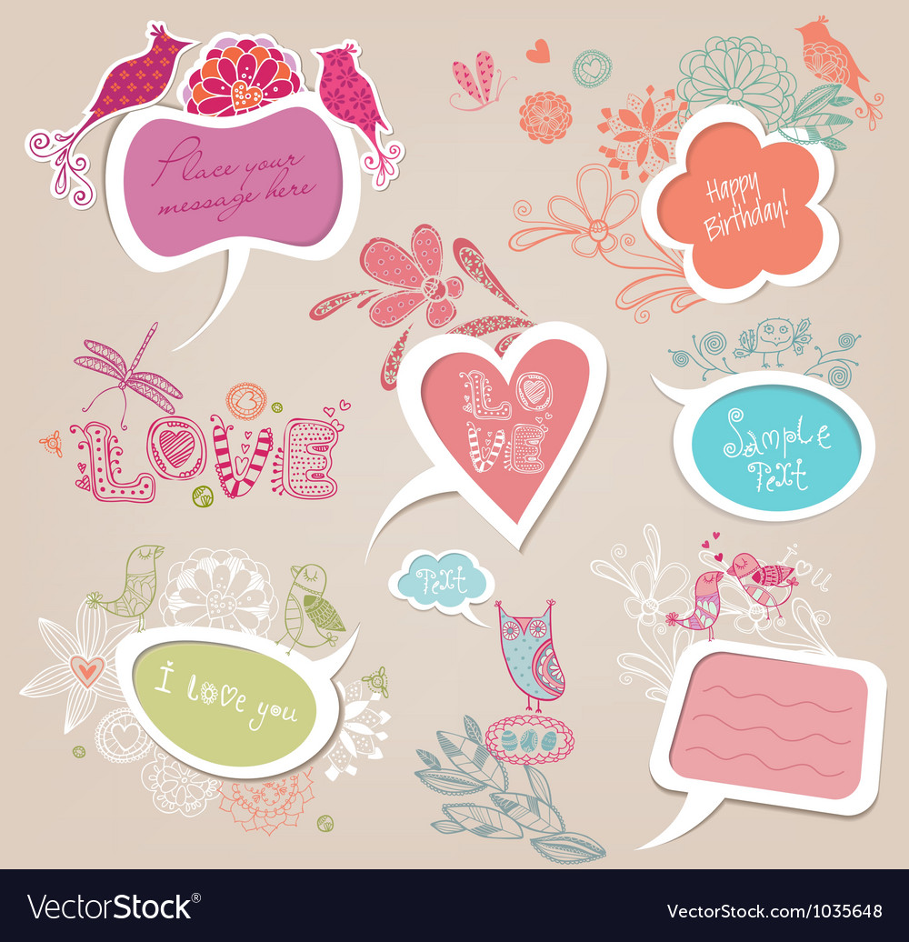 Speech bubbles set love Royalty Free Vector Image