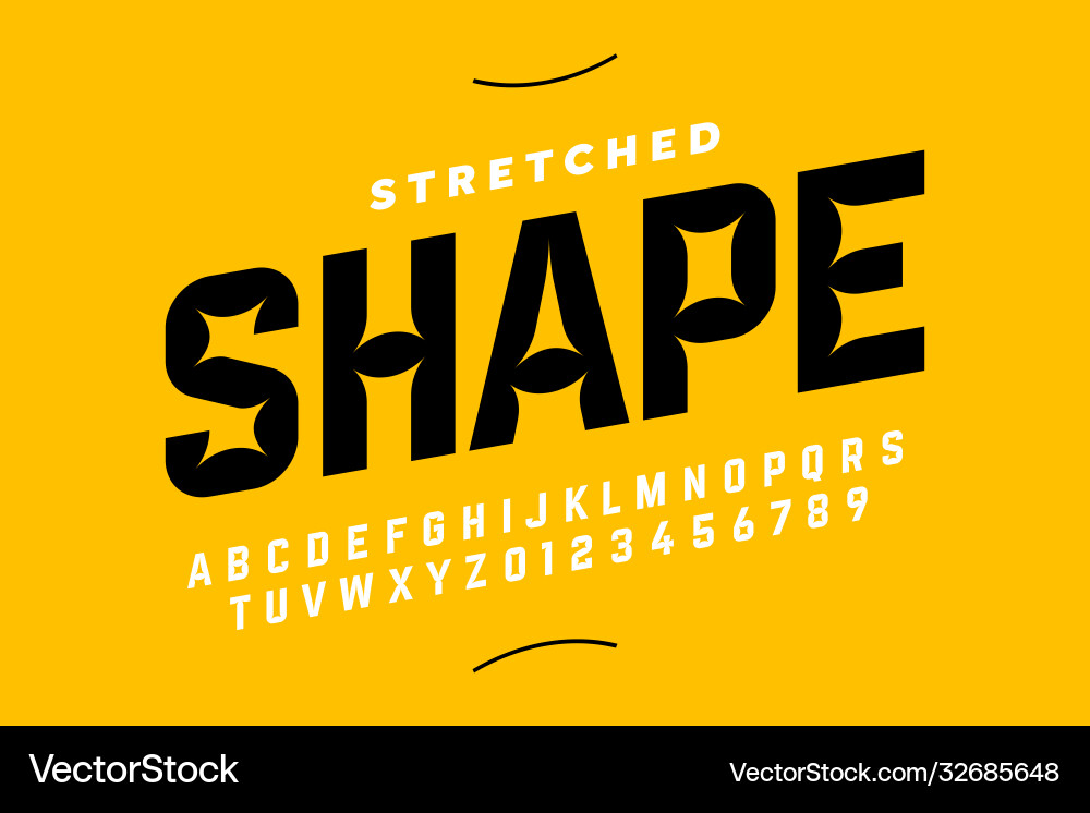 Stretched style font design alphabet letters Vector Image