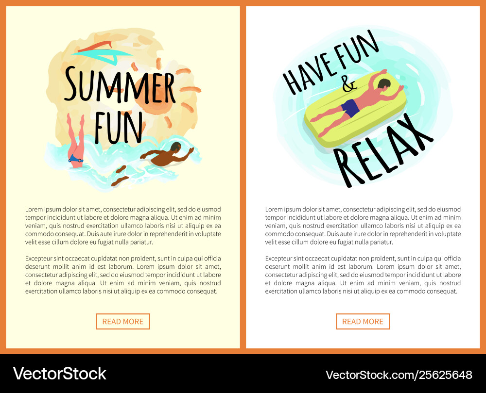 Summer fun and relaxation website with people Vector Image