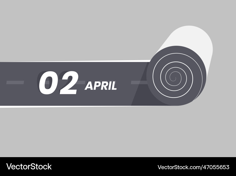 April 2 calendar icon rolling inside the road 2 Vector Image