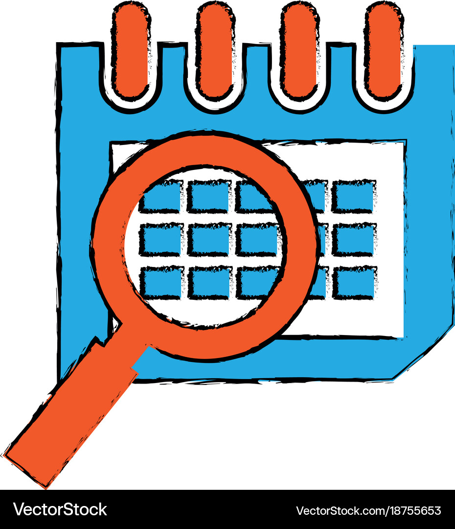 Calendar reminder with magnifying glass Royalty Free Vector
