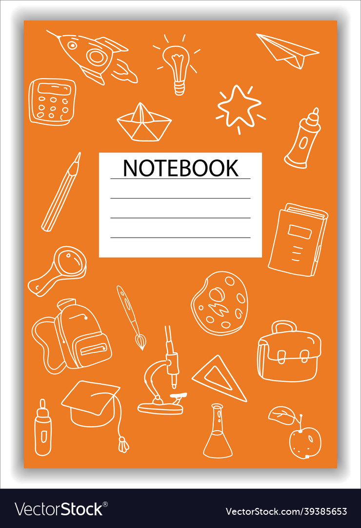 Cover notebook school doodles icons hand drawn Vector Image