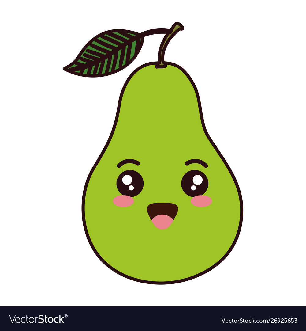 Fresh pear fruit kawaii character Royalty Free Vector Image