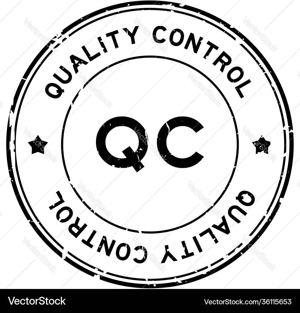 Grunge black qc quality control word round rubber Vector Image
