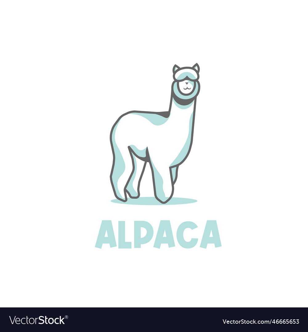 Hairy beautiful alpaca line art Royalty Free Vector Image