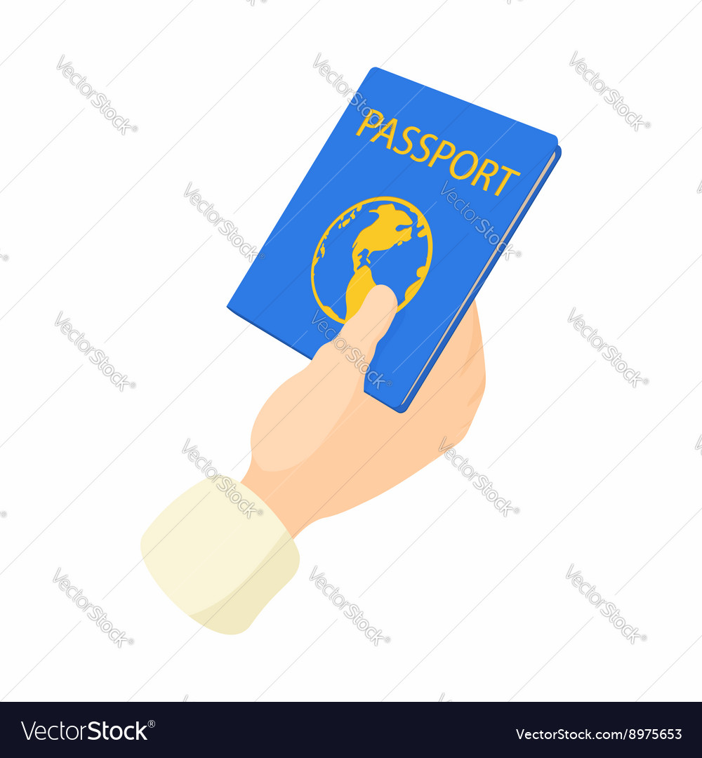 Hand Holding Passport Icon Cartoon Style Vector Image