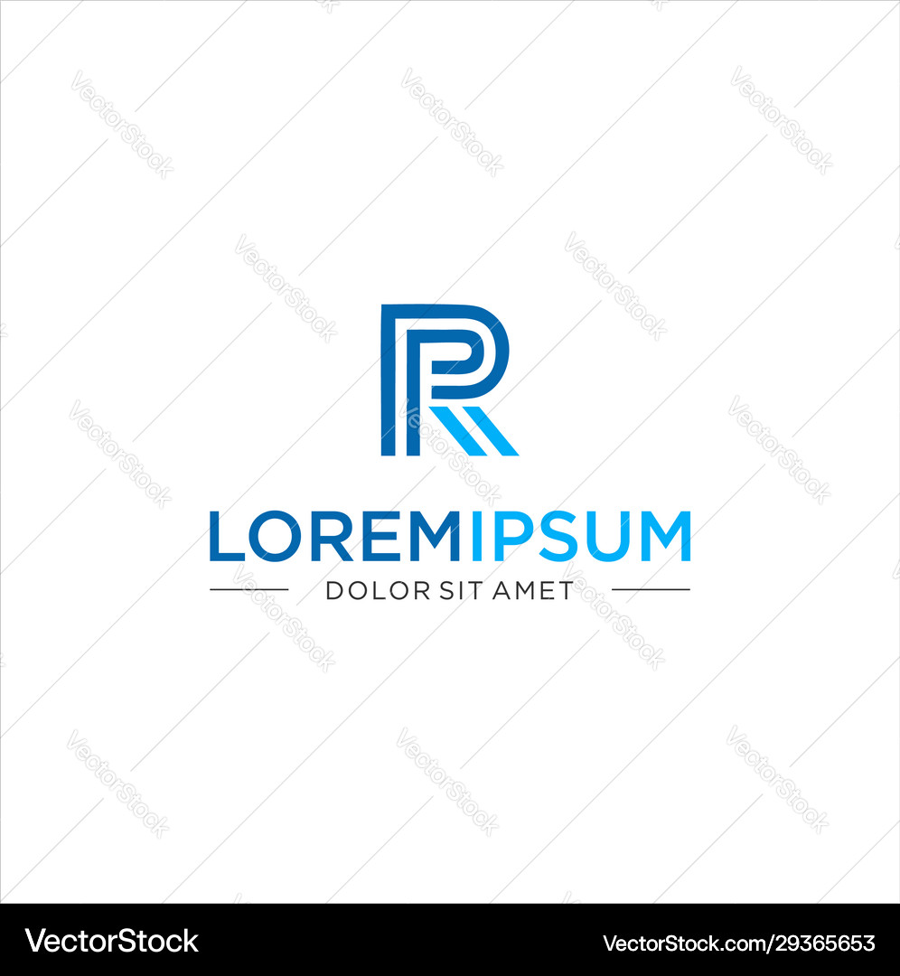 Letter r logo line icon design template Royalty Free Vector