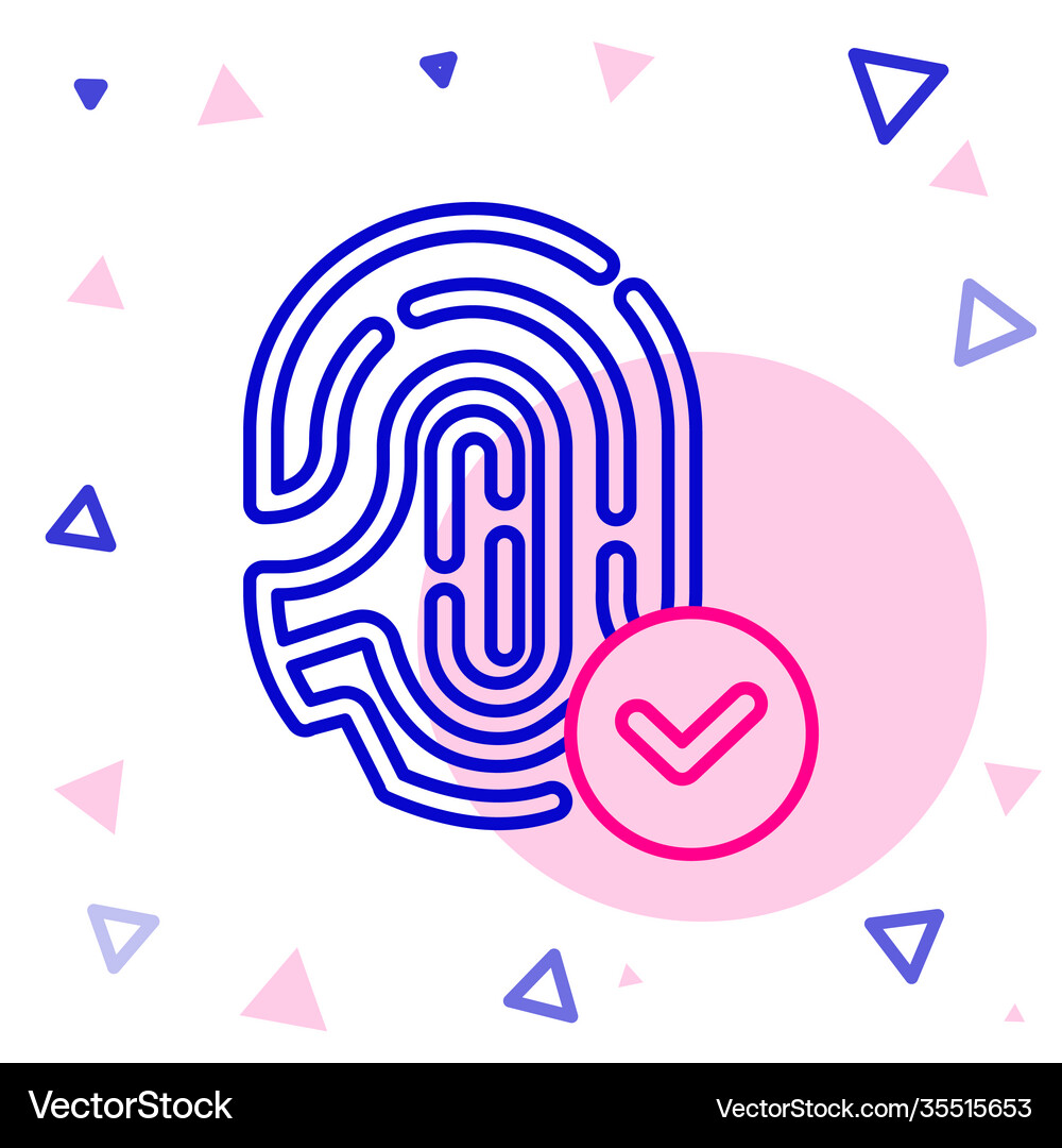 Line fingerprint with check mark icon isolated Vector Image