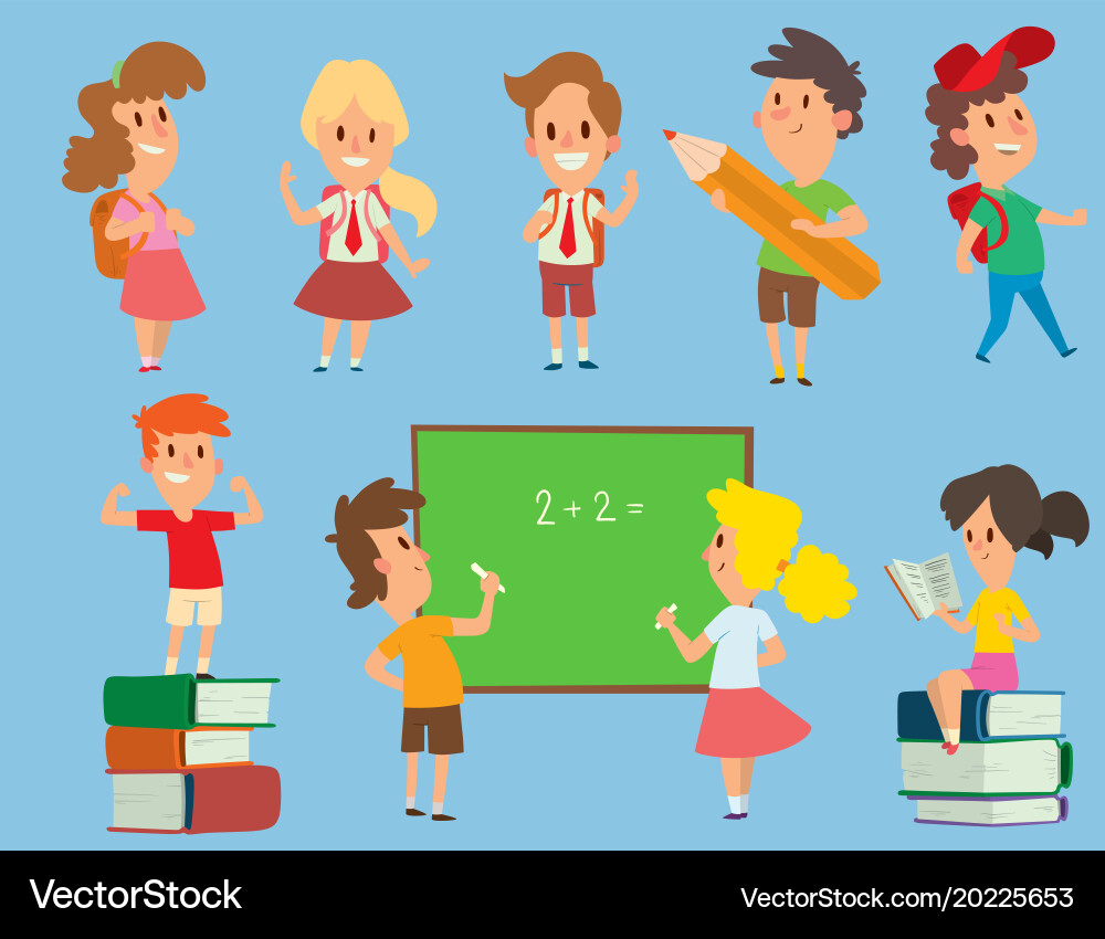 Schoolkids study back to school childhood Vector Image
